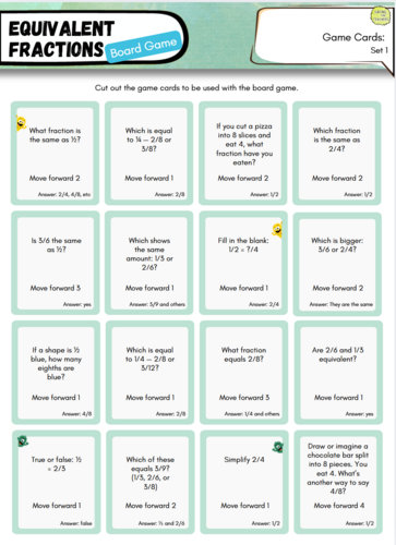 Equivalent Fractions Board Game – Years 4 to 6 | Maths Fractions ...