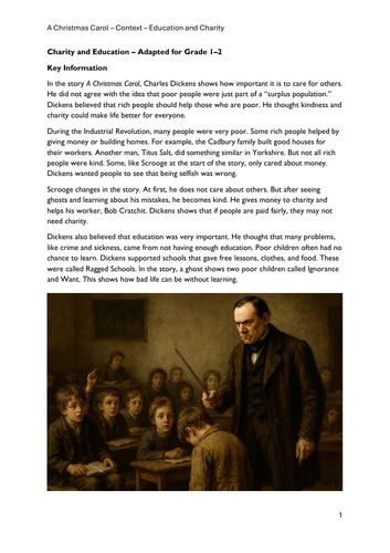 A Christmas Carol - Context - Education and Charity | Teaching Resources