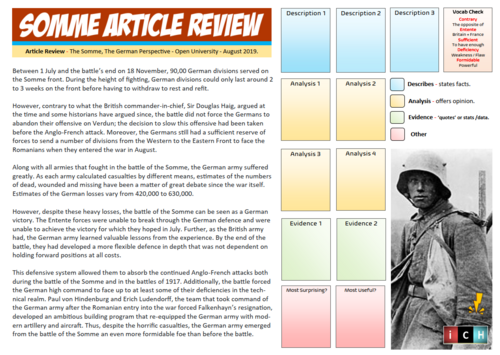 WW1 - The Battle of the Somme, 1916. | Teaching Resources