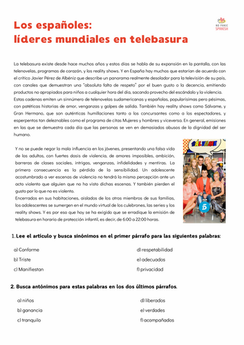 A Level Spanish | La televisión - Medios de Comunicación | Teaching ...