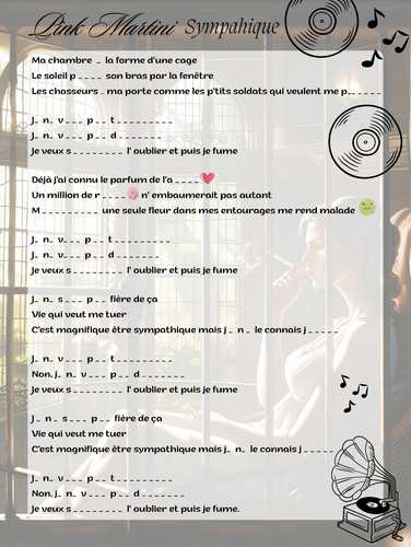 French song - Pink Martini - Sympathique | Teaching Resources