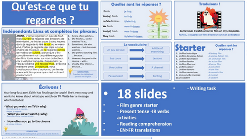 2026 French AQA GCSE Module 1.3 - Qu'est-ce que tu regardes | Teaching ...