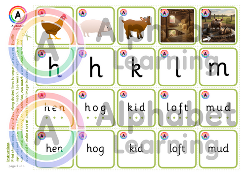 Farm Alphabet picture/word match Phase 2 Phonics | Teaching Resources