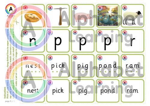 Farm Alphabet picture/word match Phase 2 Phonics | Teaching Resources