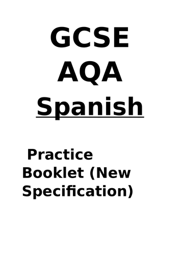 NEW GCSE Spanish AQA role play and reading aloud tasks practice booklet ...