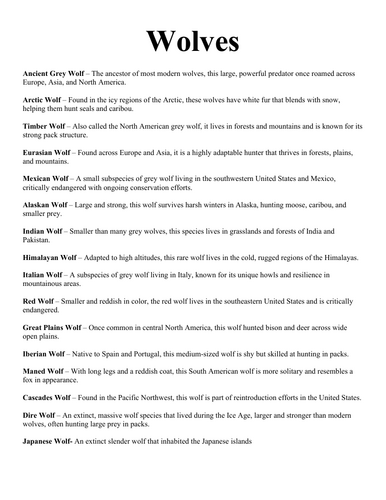 Wolves Workbook (16 Reading Comprehension & Vocabulary Assignments ...