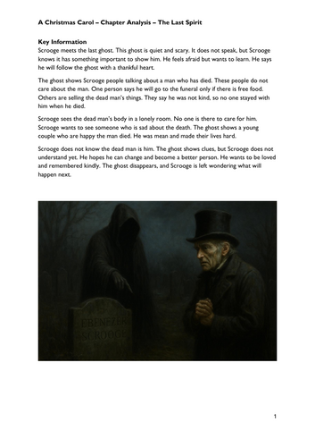 A Christmas Carol - Chapter Analysis - The Last Spirit | Teaching Resources