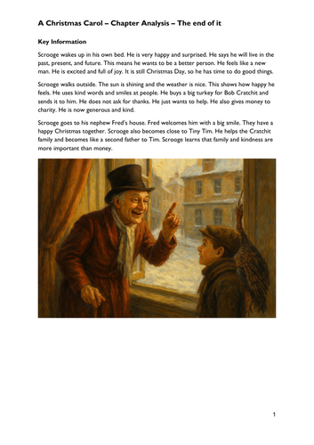 A Christmas Carol - Chapter Analysis - The end of it | Teaching Resources