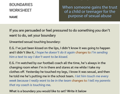 Grooming and Sexual Abuse Worksheets (US) | Teaching Resources
