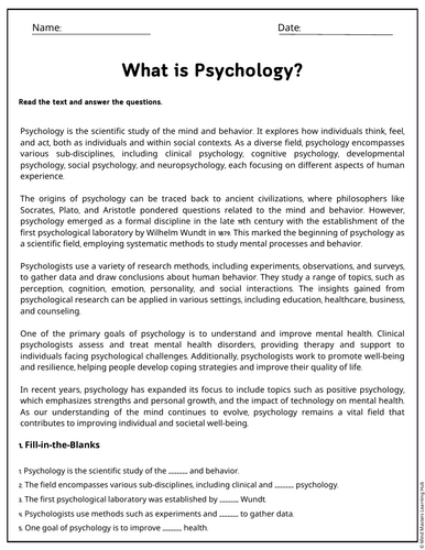 What is Psychology? Reading Comprehension Passages & Questions ...