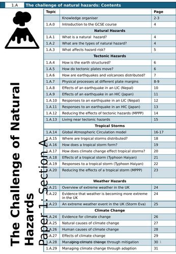 AQA GCSE GEOGRAPHY: Natural Hazards student booklet | Teaching Resources