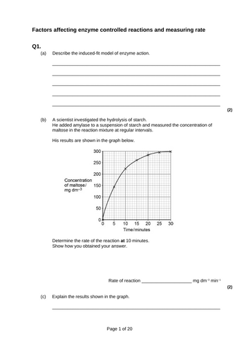 AQA A level Biology Topic 1. Factors affecting enzyme action (3.4.2 ...