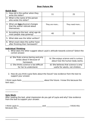 The Human Body Reading Comprehension Pack | Teaching Resources