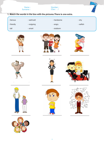 7th Grade Appearance and Personality Adjectives | ESL Worksheet ...