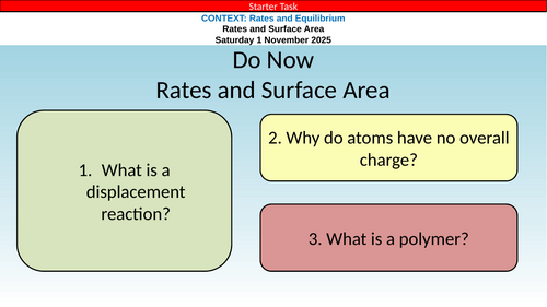 AQA GCSE Chemistry Rates of Reaction | Teaching Resources
