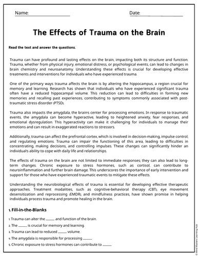 The Effects of Trauma on the Brain Reading Comprehension Passages ...