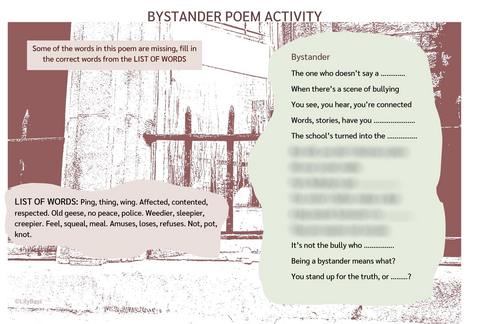 Bullying: Bystander Poem Activity, Worksheet and Lesson (US) | Teaching ...