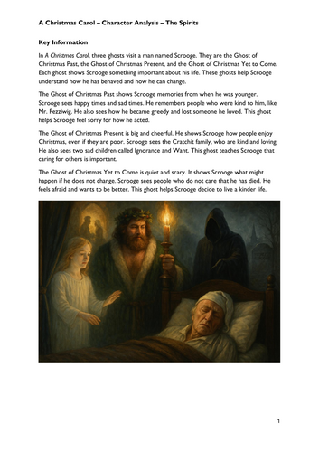 A Christmas Carol - Character Analysis - The Spirits | Teaching Resources
