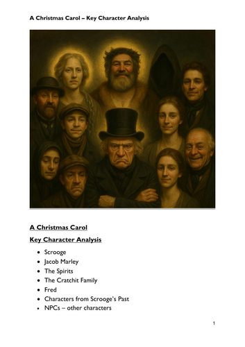 A Christmas Carol - Key Character Analysis | Teaching Resources