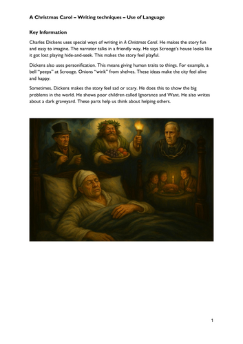 A Christmas Carol - Use of Language - Writers Techniques | Teaching ...