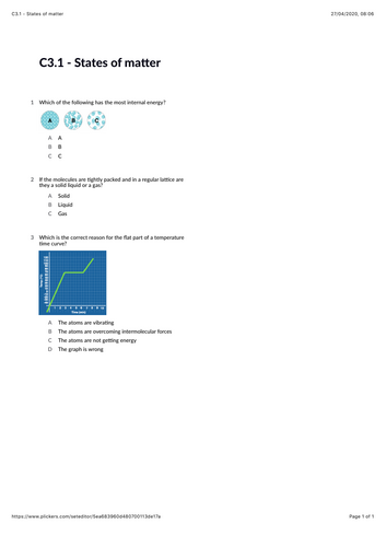 AQA Chemistry C3.1 – States of Matter (Updated 2025 | Editable Lesson ...