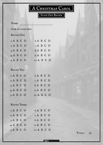 A Christmas Carol Stave 1 Quiz & Assessment Pack | Teaching Resources