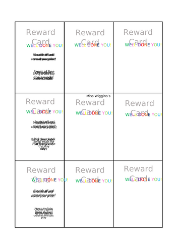 Scratch Card Reward Cards! | Teaching Resources