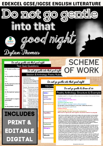 Editable Do not go gentle into that good night Resources | Teaching ...