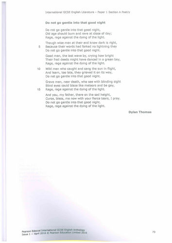 Editable Do not go gentle into that good night Resources | Teaching ...