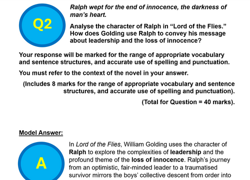 EDEXCEL GCSE English Literature - Lord of the Flies - 6 Practice Q & A ...
