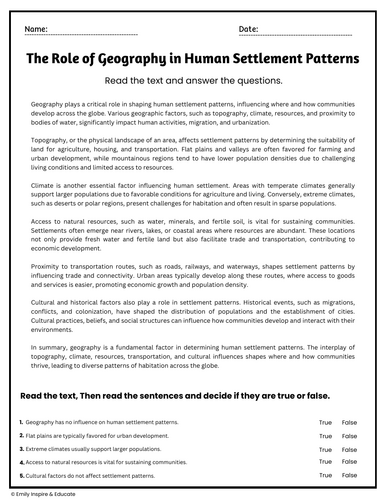 The Role of Geography in Human Settlement Patterns Reading ...