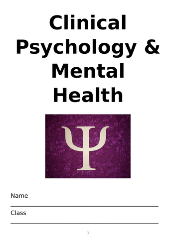 Clinical Psychology and Mental Health Booklet (AQA) | Teaching Resources