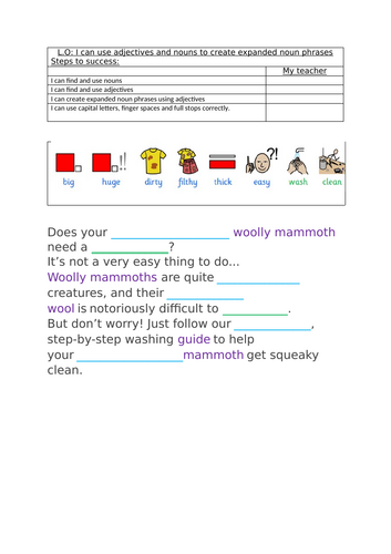 Writing Instructions: How to wash a Woolly Mammoth Y2-Y4 | Teaching ...