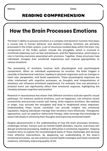 How the Brain Processes Emotions: Reading Comprehension Passages ...