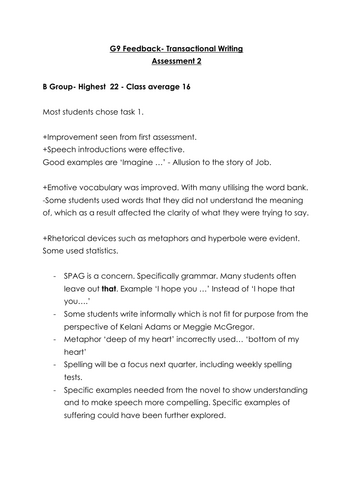 Noughts and Crosses Transactional Writing Task Exam with whole class ...