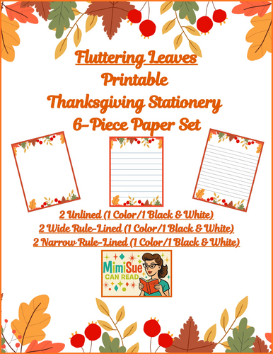 Fluttering Leaves! Stationery Pages 6 Printable Writing Papers (Color/B ...