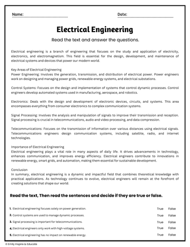 Electrical Engineering Reading Comprehension Passages & Questions ...