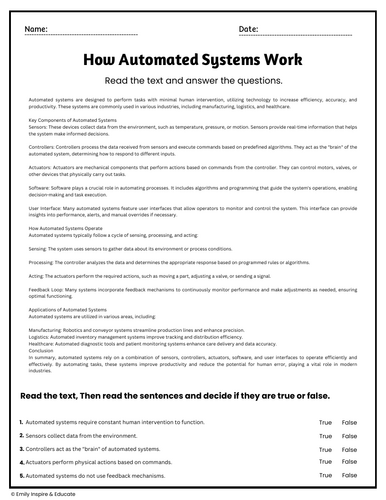 How Automated Systems Work Reading Comprehension Passages & Questions ...