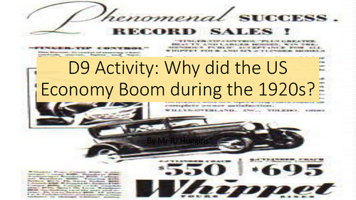 Diamond 9 Activity: Why did the US Economy Boom during the 1920s ...
