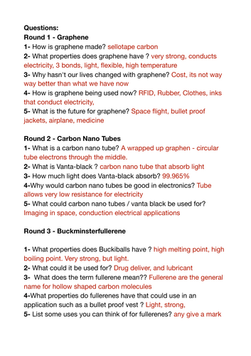 AQA Chemistry C3.8 – Fullerenes & Graphene (Updated 2025 | Editable ...