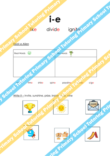 Phonics - split digraph i-e sound worksheets - Read Write Inc ...