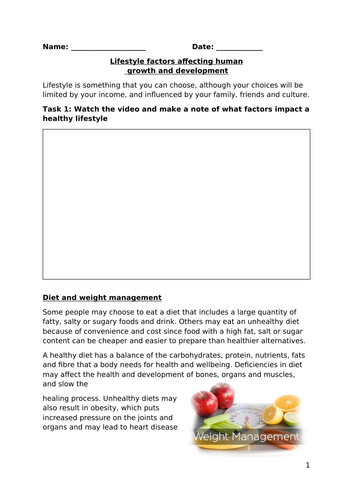 AAQ Level 3 Health and Social Care Unit 1 Human Lifespan 1.9 | Teaching ...