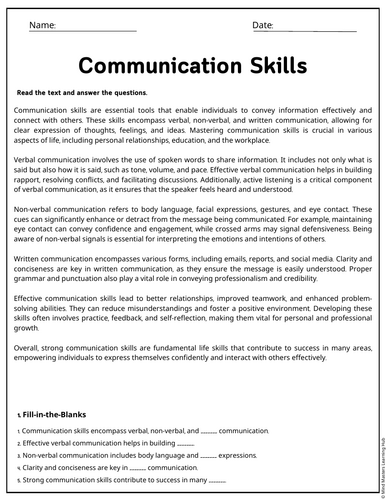 Communication Skills Reading Comprehension Passages & Questions ...