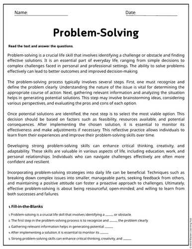 Problem-Solving Reading Comprehension Passages & Questions Worksheets | Teaching Resources