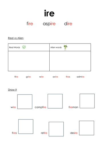 Phonics - ire sound worksheets - Read Write Inc | Teaching Resources
