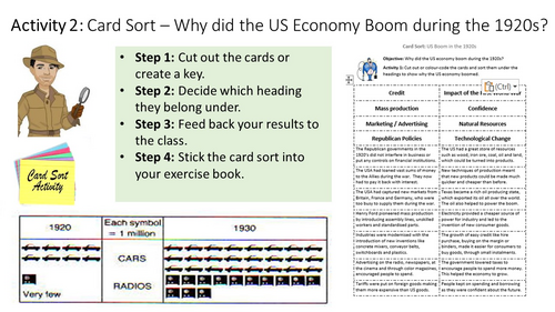 Why Did the US Economy Boom? Critical Thinking Card Sort | Teaching ...