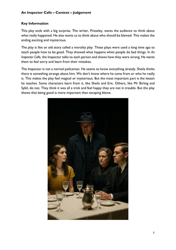 An Inspector Calls - Judgement - Context | Teaching Resources