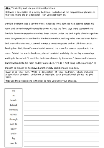 Grammar Tasks - Prepositional Phrases, Homophones & Standard English ...