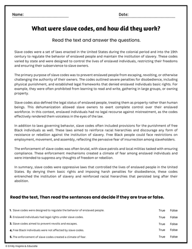 Understanding Slave Codes: Their Purpose and Function | Teaching Resources