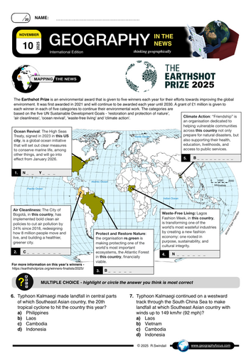 GEOGRAPHY IN THE NEWS weekly quiz - 10th November 2025 | Teaching Resources